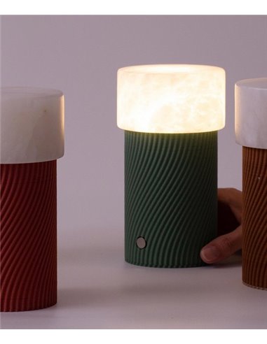 Lámpara portátil Rizzo – Robin – Diseño moderno de alabaster y madera ...